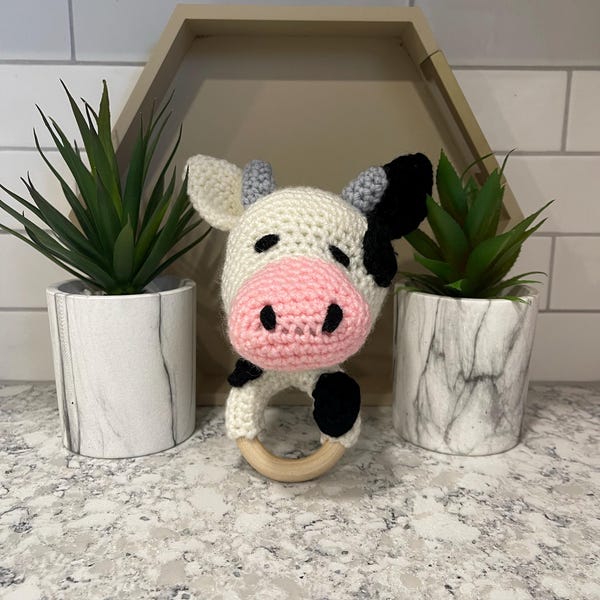 Crochet Cow Rattle Pattern, French/english Pdf Pattern, Cow Amigurumi ...