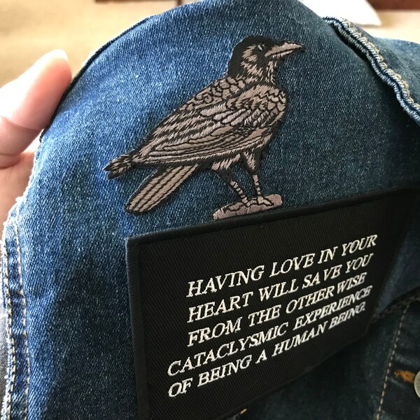 Raven Applique Patch Bird Facing Right 3 iron On - Etsy
