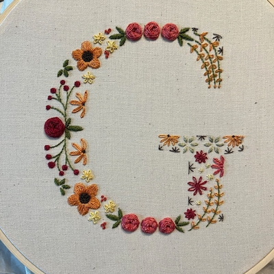 Floral Embroidery Alphabet Letter T PDF Pattern Digital - Etsy