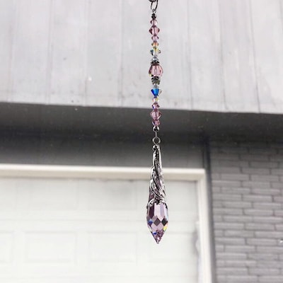 Crystal Rear View Mirror Charm, Pink Car Accessories, Swarovski Crystal ...