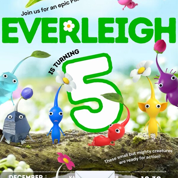 Editable Pikmin Birthday Invitation | Printable Party Invite | Instant ...