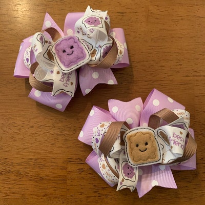 Peanut Butter and Jelly Best Friends Hair Bow Set, Best Friend Gift ...