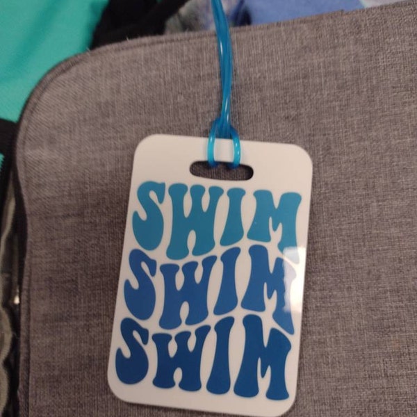 SWIM SWIM Swim Bag Tag, Sport Bag Tag, Swim Team Bag Tag, Swim Party ...