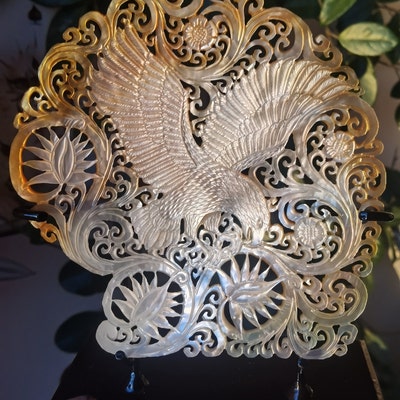 Hand Carved Mother of Pearl Phoenix Themereal and Natural - Etsy