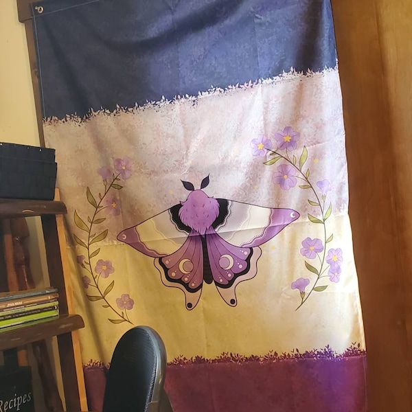 Cottagecore Aesthetic Asexual Pride Moth Flag | Ace Flag | Pride Flag ...