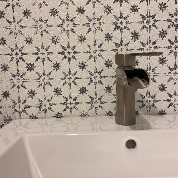 Jewel Tile Stencil - Geometric Cement TILE STENCIL for Painting Tiles ...