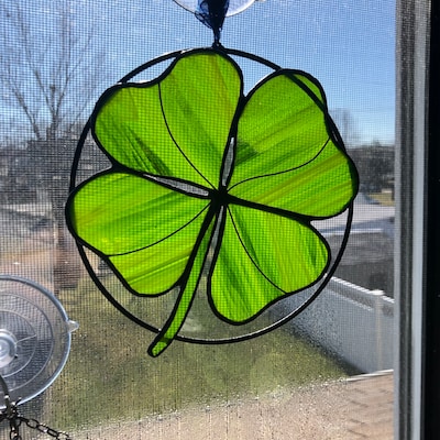 Stained Glass Clover Leaf St Patrick's Day Gift Stained Glass ...