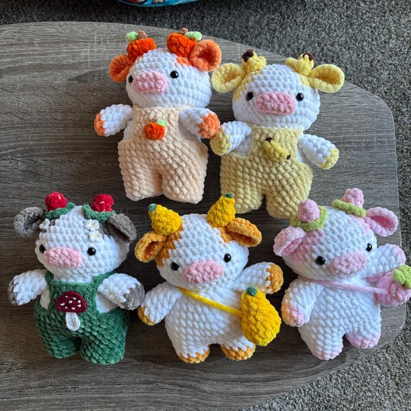 2-in-1 Pear Cows Crochet Pattern Bundle amigurumi Highland Cow Overall ...