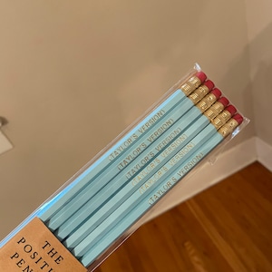 Personalized Pencil Set, 5 Custom Gold Foil Stamped Pencils for ...