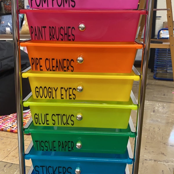 Custom Labels for Rainbow Rolling Teacher Cart / Teacher Drawer Labels ...