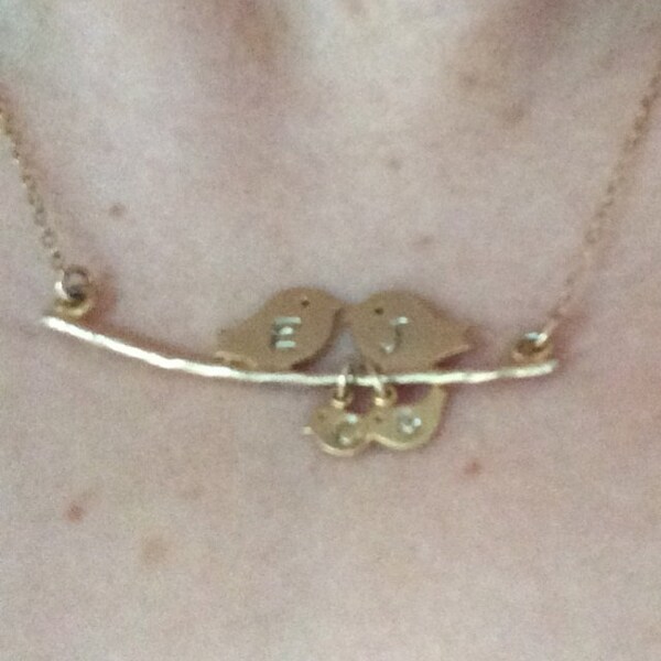 Initialed Baby Bird,tiny Bird Charm, Hand Stamped Bird Charm,monogram ...