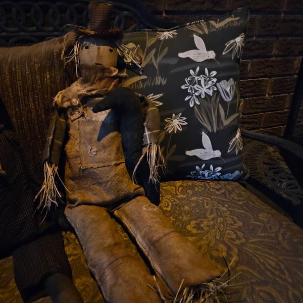 Rag Stuffed Doll With Her Dog/drawn Face - Etsy