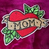 Mom Patch - Iron on or Sew on - Embroidered Heart Patch - Retro Heart ...