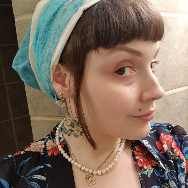 Purple Apron Style Tichel Fancy Jewish Headcovering Tichel Headscarf by ...