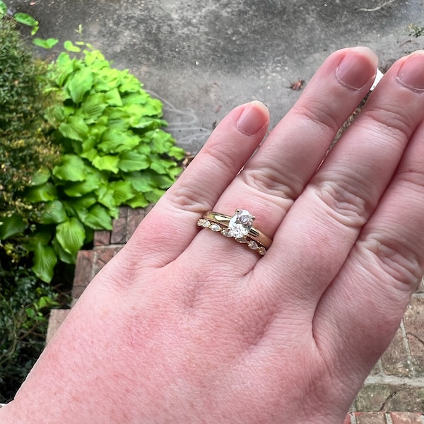 Dainty Stacking Ring, Diamond Wedding Band, Anniversary Gift, Gift for Her, Minimalist Ring ...