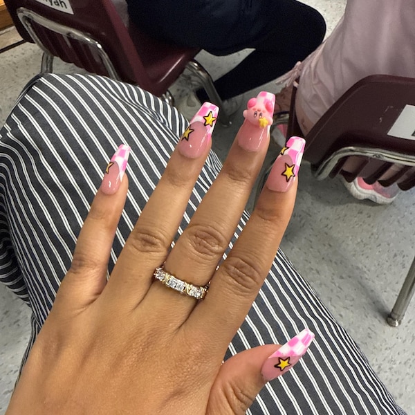 Kirby Nails/handmade Nails/long Square Nails/summer Nails/cute Nails - Etsy