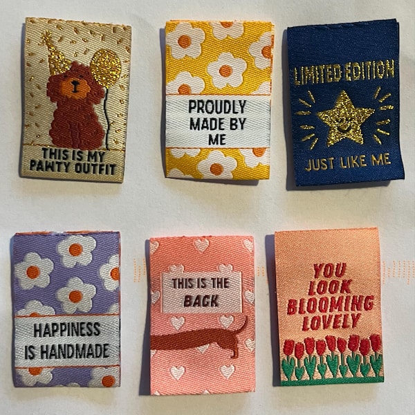 Pack of 5 Woven Fabric Labels RED GINGHAM TOAST "made to Keep You ...