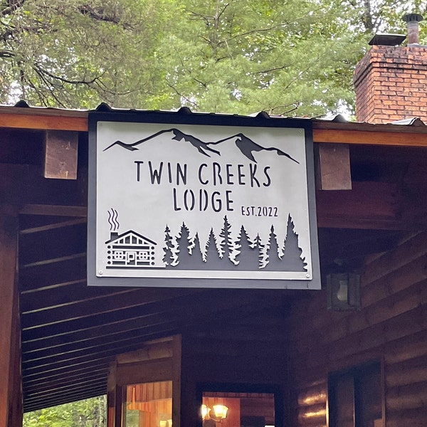 Personalized Rustic Metal Cabin Wilderness Sign - Custom Mountain Wall ...