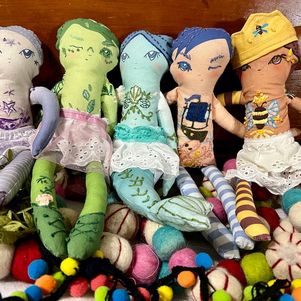 DIY Cut and Sew Sweet Bea Doll With Embroidery, Cloth Doll, Embroidery ...