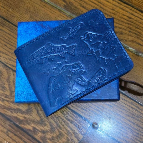 Trout Leather Card Holder,fisherman Gift, Leather Craft Trout ...
