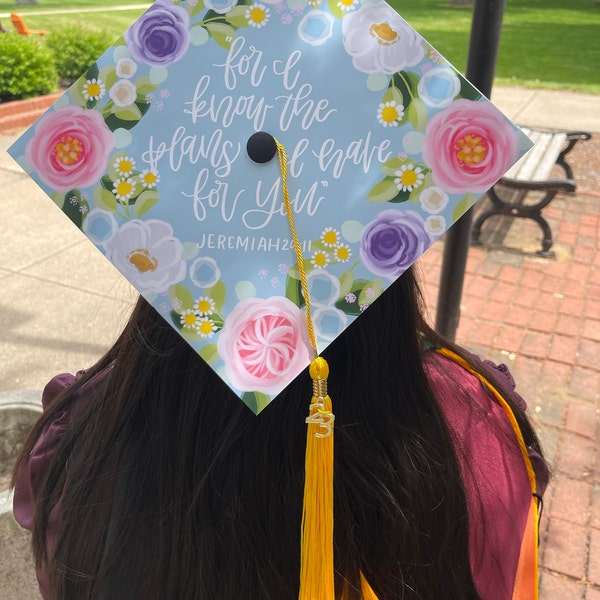 Customizable Floral Grad Cap Decoration Self-adhesive Colorful Rose ...