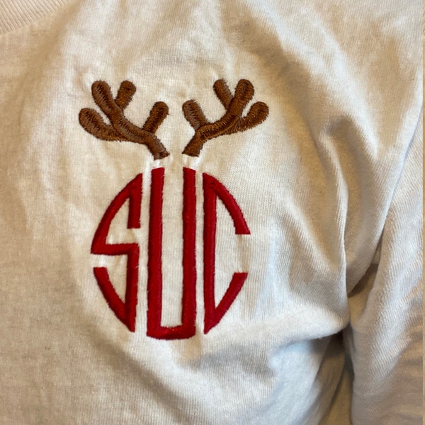 Monogrammed Reindeer Long Sleeve Tee | Christmas Long Sleeve Tee ...