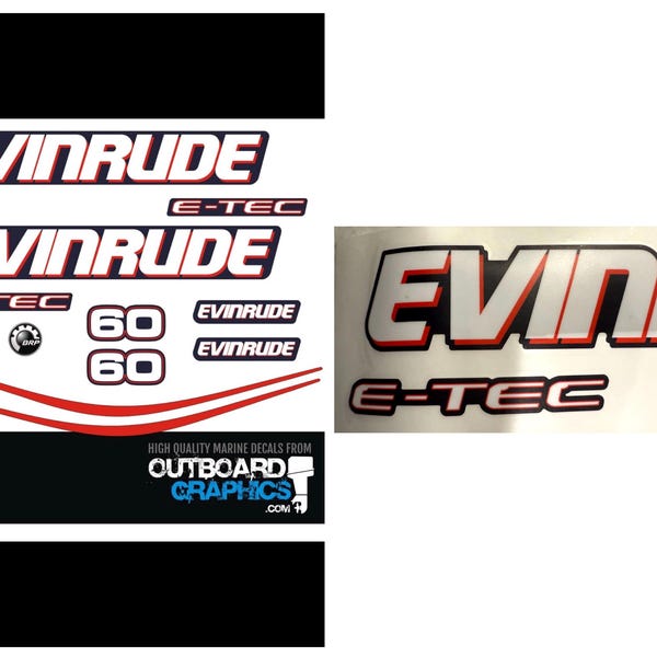 Evinrude 25hp Etec / E-tec Outboard Engine Decals/sticker Kit - WHITE ...
