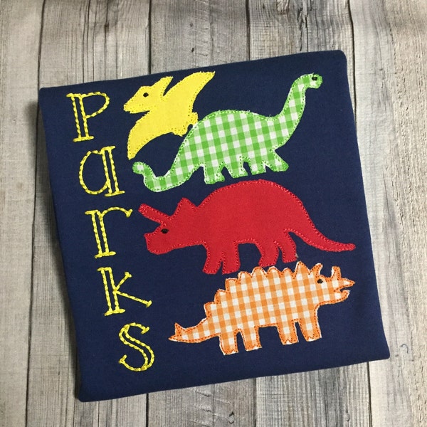 Raggedy Edge Dinosaurs Stacked Applique Design ~ Bean Finish ~ Quick ...