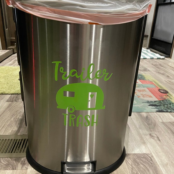 Trailer Trash Camper Decal - Retro Rv Sticker - Vinyl Trash Can Decal ...