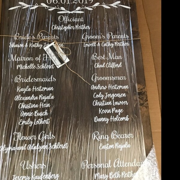 Wedding Program Sign | Bridal Party Sign | Alternative Wedding Program ...