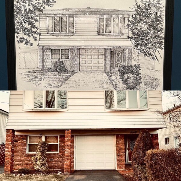 Custom Home Portrait Hand Drawn Original House Sketch Home Drawing ...