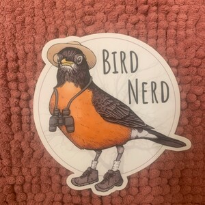 Bird Nerd Vinyl Sticker. Birding Bumper Sticker. Bird Lover Water ...