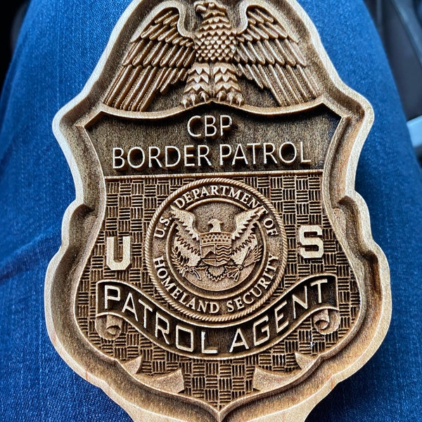 Wooden Custome and Border Patrol Agent Badge Personalized 3D Maple Wood ...