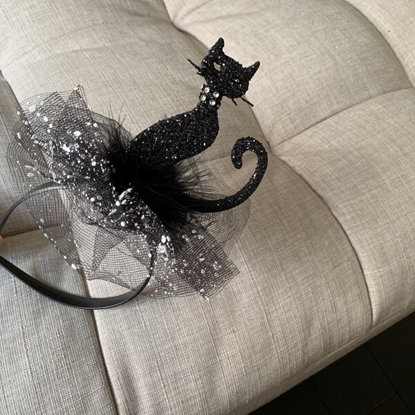 Black/white/ghost/fascinator/headband/headpiece/elegant/costume/party ...