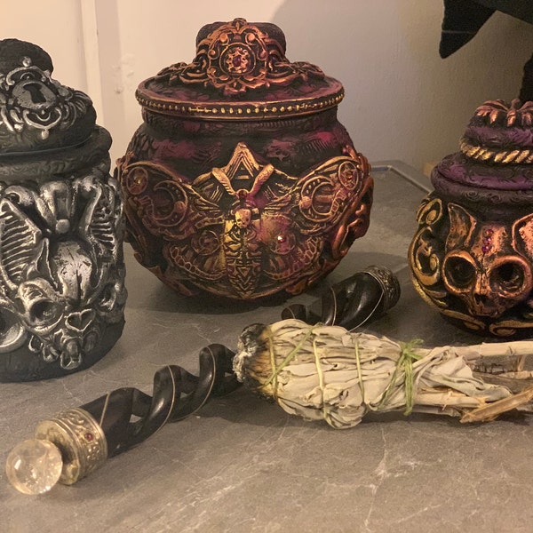 Deathshead Moth Apothecary Jar Potion Bottle / Gothic Home Decor Wiccan ...