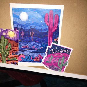 Vinyl Sticker Pink Tucson Weatherproof Decal Cactus Sticker for Water ...