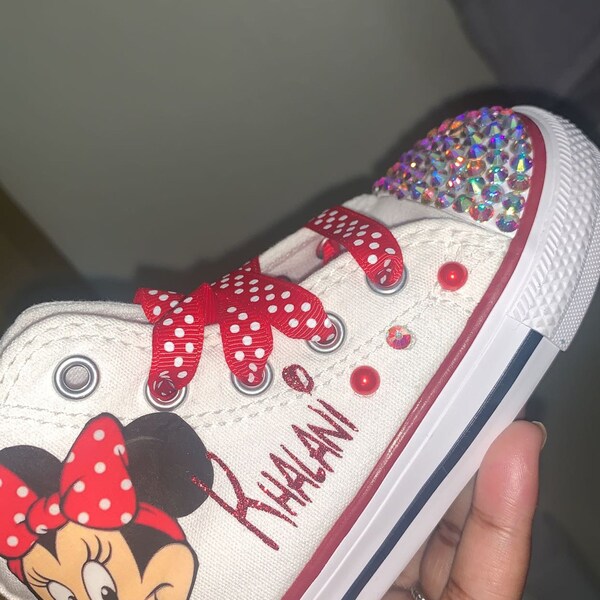 Minnie Mouse Bling Shoes, Minnie Mouse Red Sneakers Shoes, Minnie Mouse ...