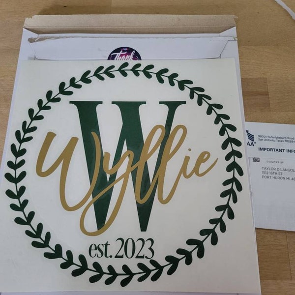 Laurel Wreath Monogram Decal, Milk Can Decal, Last Name Decal, Last ...