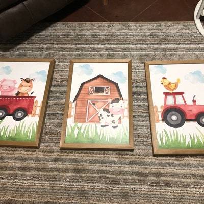 Farm Animals Nursery Wall Art Set of 3 Farm Nursery Prints Farm Baby ...