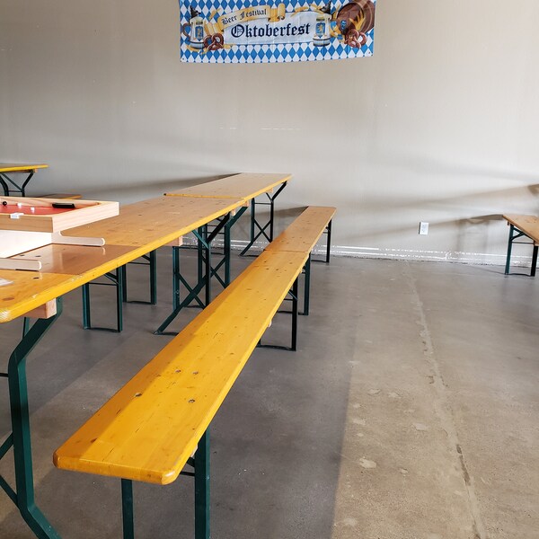 8 Sets **authentic Beer Garden Table & Bench Sets ***warm Honey Brown ...