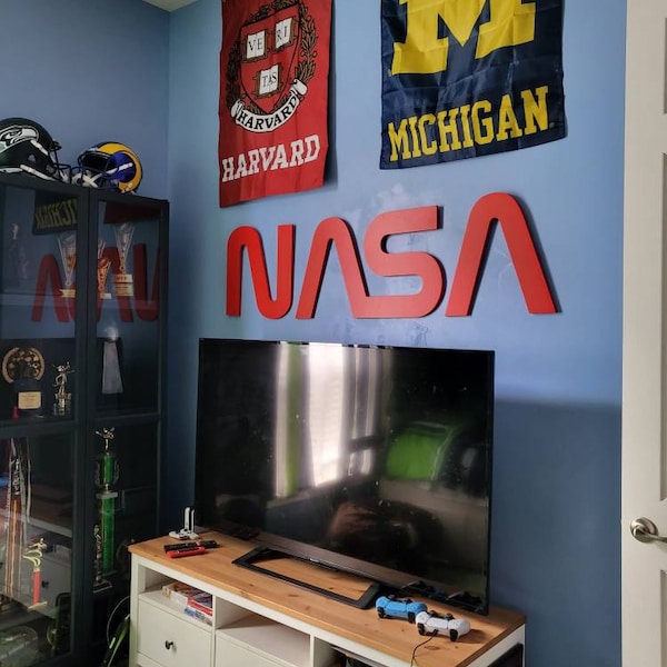 NASA Sign Cutout - NASA Letters Boys Room Decor - Space Decor - Large ...