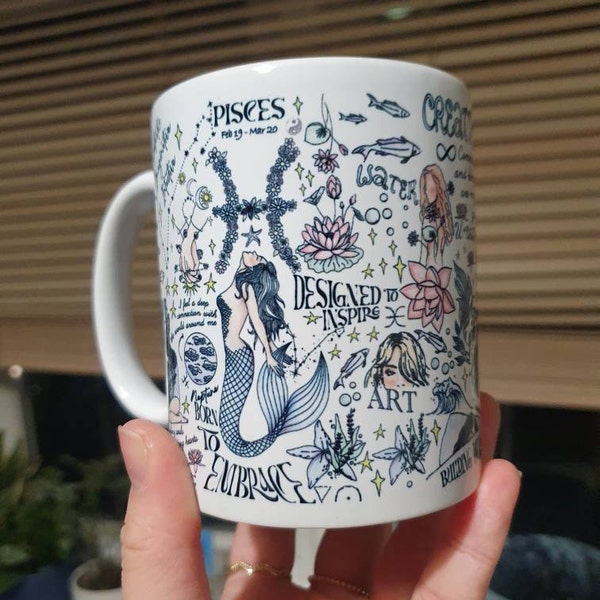 Pisces Mug Zodiac Coffee Tea Cup Pisces Astrology Gift Constellation ...