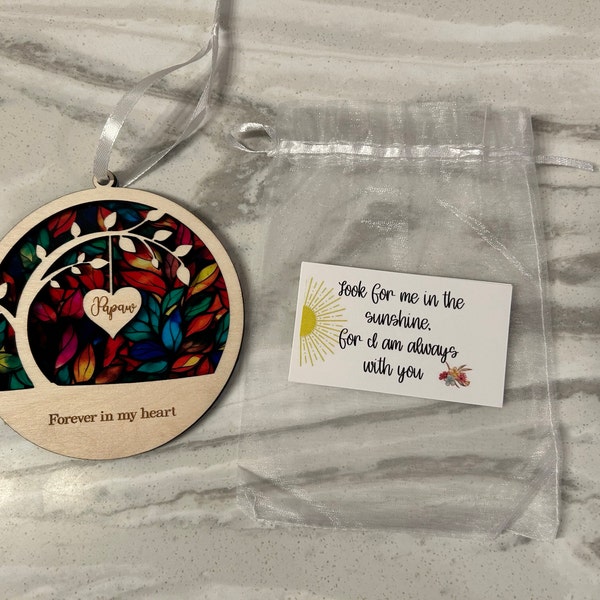 Sun Catcher Sympathy Gift, Poem Card Memorial Suncatcher, Wing Sympathy ...