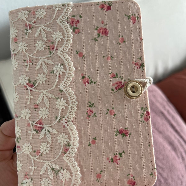 Pink Flower Lace Notebook Original Fabric Journal A5 A6 Handmade Floral ...