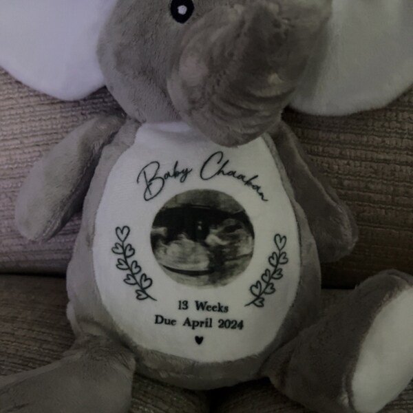Personalised New Baby Teddy - Baby Scan Announcement - Personalised ...