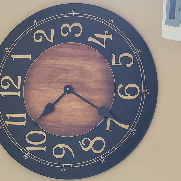 Black & Wood Personalized Wall Clock, Choose From 8 Sizes. Extra QUIET ...