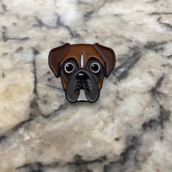 Boxer Enamel Pin Dark Pied Boxer Dog Enamel Pin Puppy Pin Hard Enamel ...