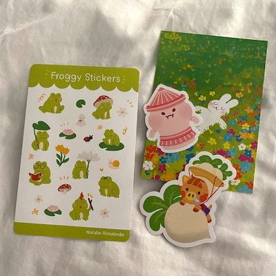 Froggy Sticker Sheet Cute Frog Stickers Frog Planner Stickers - Etsy