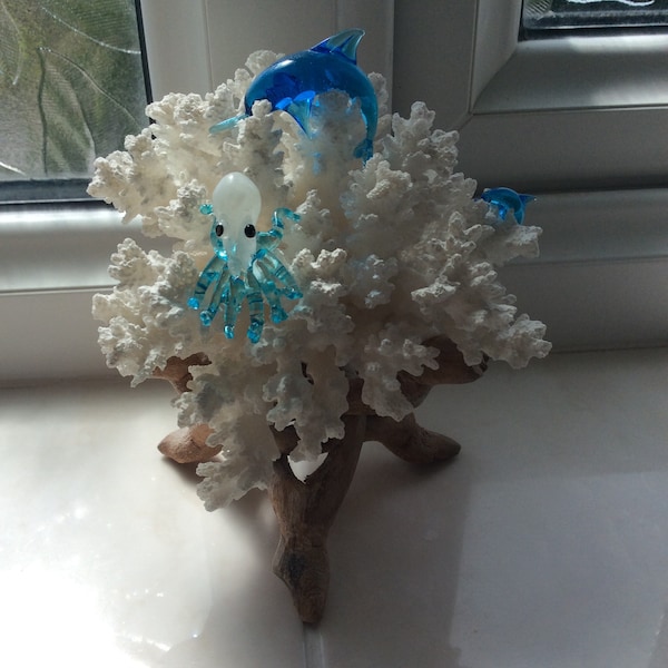 Handmade Turquoise Little Glass Octopus Gloss Garden Decor Ornament ...