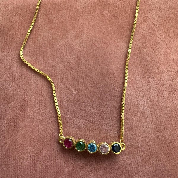 14K Gold Family Birthstone Necklace, Birthstone Jewelry, Birthstone ...